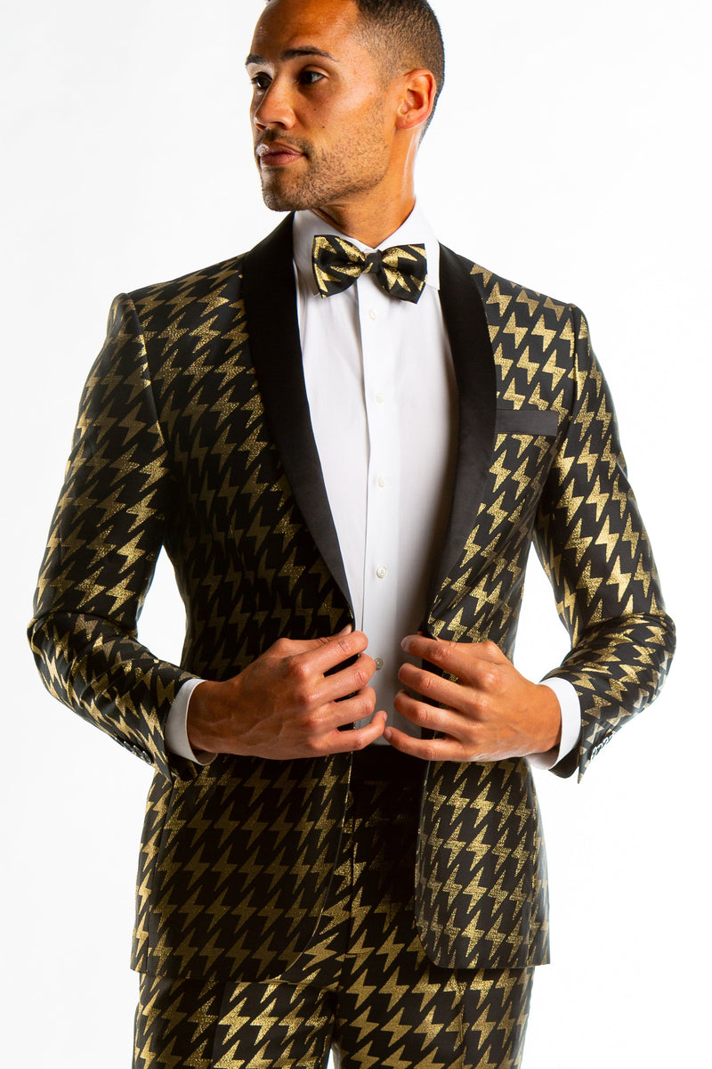 The Caviar and Cocktails | Gold Jacquard Black Label Suit – Mattos ...
